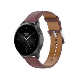Wigento Smartwatch-Armband Für Xiaomi Watch 2 Pro hochwertiges Kunst-Leder Armband Dunkelbraun