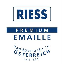 Riess Milchtopf Riess Topf mit Bördel Becher gebaucht Ø8cm 3/8 Liter Emaille Country