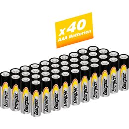 Energizer 40 Stück Alkaline Power Micro (AAA) Batterie, LR03 (1,5 V, 40 St), schwarz|silberfarben