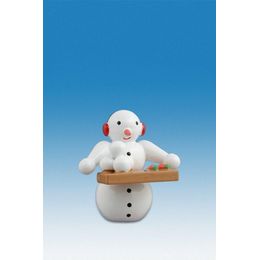 Sammelfigur Holzfigur Schneemann mit Tablett Höhe 6