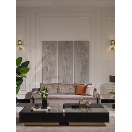 JVmoebel Wohnzimmer-Set Komplett Wohnzimmer Dreisitzer Couchtische Grau 3tlg Sofa