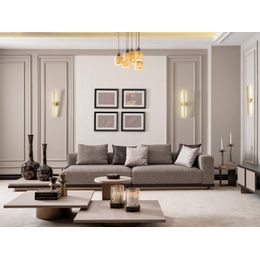 JVmoebel Wohnzimmer-Set Garnitur Wohnzimmer Viersitzer Sofa 4 Sitzer Couchtische 5tlg Grau Set