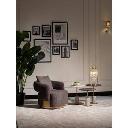JVmoebel Wohnzimmer-Set Komplette Wohnzimmer Sessel Beistelltische 4tlg Braun Holz Modern
