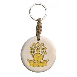 Saraswati Schlüsselanhänger Schlüsselanhänger "Chakra Buddha" Stein weiss/gold 9cm