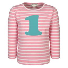 tausendkind collection - Langarmshirt 1 JAHR gestreift in rosa/weiß (Größe: 80)