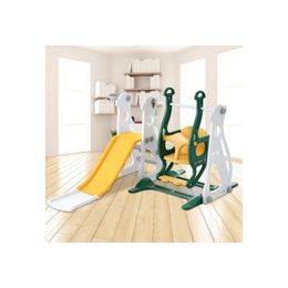 Fangqi Indoor-Rutsche 4-in-1-Kinderrutsche mit Schaukel und Basketballkorb