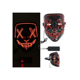 Cepewa Verkleidungsmaske LED Hallowen Maske Lichteffekte rot 18x20x9cm 2xAA Batterie