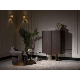 JVmoebel Wohnzimmer-Set Luxus Wohnzimmer Set Sesssel Beistelltische 4tlg Braun Holz Bar