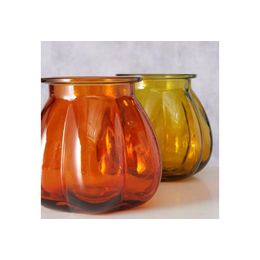 Boltze Dekovase 2er Set "Tangerine" aus Glas in gelb/orange