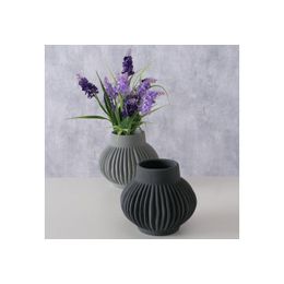 Boltze Dekovase 2er Set "Altena" aus Keramik (Dolomit) in grau/schwarz