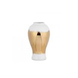 Eurofirany Dekovase TALA-Keramikvase mit weiß-goldenem Schattierungsmotiv (1 Vase)