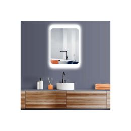 HOKO Badspiegel LED Design Wandspiegel 50x70/60x80cm+Digital Uhr+LED Wechsel (Warmweiß