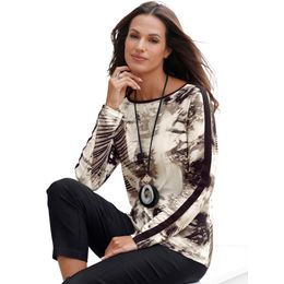 Print-Shirt Inspirationen "Shirt" Gr. 54, beige (sand, schwarz, bedruckt) Damen Shirts Jersey