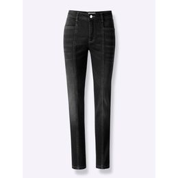 Bequeme Jeans Heine Gr. 50, Normalgrößen, schwarz (black denim) Damen Jeans