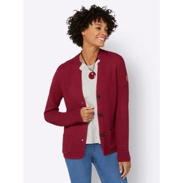 Strickjacke Casual Looks Gr. 48, rot (kirsche) Damen Strickjacken