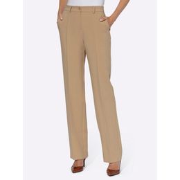 Marlene-Hose Heine Gr. 48, Normalgrößen, braun (camel) Damen Hosen Palazzohosen