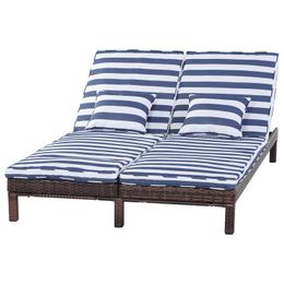 Outsunny Polyrattan Gartenliege für 2 Personen (Farbe: blau, braun)