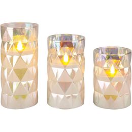 LED-Kerzen im Glas "Diamond" 3er-Set