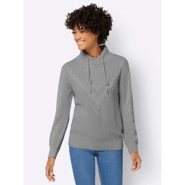 Strickpullover Casual Looks "Pullover" Gr. 50, grau (steingrau, ecru, meliert) Damen Pullover