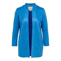 Only CARMAKOMA Kurzmantel Kunst Wildleder Mantel Übergrößen Cardigan Plus Size Coat CARSOHO 4537 in Blau