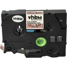 Schriftband-Kassette kompatibel mit Brother P-Touch 1250, 1250CC, 1250CCVP, 1250J, 1250LB Etiketten-Drucker 12mm Schwarz auf Rot (Glitter) - vhbw
