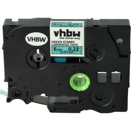 vhbw - Schriftband-Kassette kompatibel mit Brother P-Touch 2470, 2480, 300, 310, 340, 350, 3600 Etiketten-Drucker 6mm Schwarz auf Grün (Glitter)