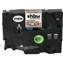 Schriftband-Kassette kompatibel mit Brother P-Touch 540, 550, 900, 9000, 9400, 9600, D400 Etiketten-Drucker 9mm Schwarz auf Rot (Glitter) - vhbw
