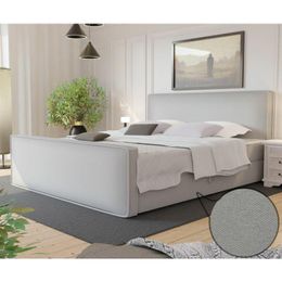 Boxspringbett Schlafzimmerbett celes 120x220cm Stoff Brooklyn Silbergrau Hell