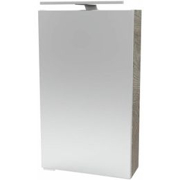 Fackelmann Stanford Spiegelschrank mit LED-Beleuchtung – Alibertschrank für Bad und Gäste-WC (40 x 68 x 15,3 cm) – sbc Badschrank mit Spiegel in Holz Braun –