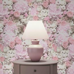 Tapete Blumen Lenni M1-No.682 Vliestapete Rosa Weiß Landhaus Floral Wohnzimmer Schlafzimmer Küche - Rosa - Tadessi