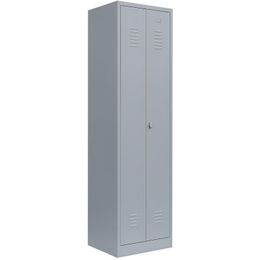 LÜLLMANN Lüllmann - Einzel Spind Spint Stahl-Kleiderschrank für Schwarz-Weiss-Trennung mittig schließend Gaderobenschrank 2 türig 180 x 60 x 50cm Lichtgrau