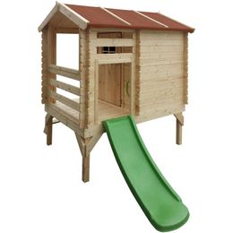 Stelzenhaus mit rutsche aus Holz - B146xL182xH205 cm/1,1m2 - Spielhaus im Freien für Kinder Timbela M501C