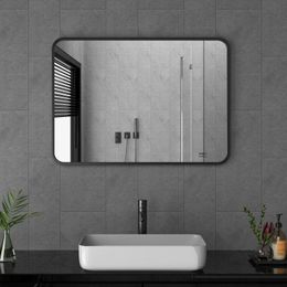 Badspiegel 80x60cm Wandspiegel Schwarz Metall Badezimmerspiegel Badzimmer Spiegel bad schwarzer rahmen