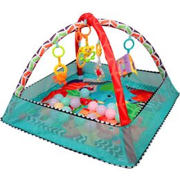 Baby Spieldecke, Spielmatte Baby Krabbel Matte 3 in 1 Zaun Fitnesshilfe Spielzeug für Kinder Aktivitätsmatte mit 18 Ozeanbällen