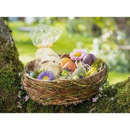 Dekoleidenschaft - Osternest Natur leer, aus Naturmaterial, ø 25 cm, Eierkorb, mit Stroh, Osterkorb