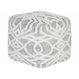 Beliani Pouf Weiß u. Grau aus Baumwolle 40 x 40 x 40 cm Quadratisch mit Muster Boho Sitzkissen Bodenkissen für Wohnzimmer Kinderzimmer Flur - Weiß