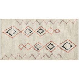 Beliani - Teppich Beige Baumwolle 80 x 150 cm Rechteckig Geometrisches Muster Boho Stil Handgetuftet für Wohnzimmer Schlafzimmer Flur - Beige