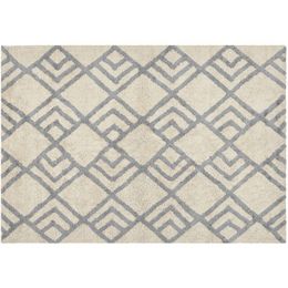 Beliani - Teppich Beige u. Grau Baumwolle 160 x 230 cm Rechteckig Geometrisches Muster Boho Stil Handgetuftet für Wohnzimmer Schlafzimmer Flur - Beige