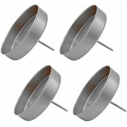 Spetebo Stumpenkerzen Pick 4er Set - silber - Kerzen Stecker für Advents und Weihnachts Gesteck - Kerzenpick für Kugelkerzen