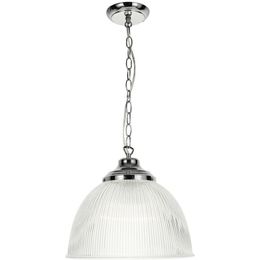 Nahla Dome 1 Light Pendelleuchte geriffeltes Glas Chrom poliert