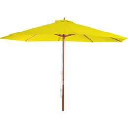 HHG Sonnenschirm Lissabon, Gartenschirm Marktschirm, ø 3,5m Polyester/Holz 7kg gelb - yellow