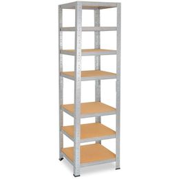 shelfplaza Home 200x45x45cm Schwerlastregal verzinkt / Metallregal mit 7 Böden / als Kellerregal, Garagenregal, Werkstattregal oder Lagerregal / Steckregal