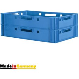 Kingpower - 2 Stück E1 Fleischkisten Blau Kisten Eurobox Lebensmittelecht Metzgerkiste Box Aufbewahrungsbox Kunststoff Wanne Plastik Stapelbar