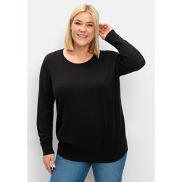 sheego Große Größen: Pullover aus leichtem Strick, mit Rundhalsausschnitt, schwarz, Gr.56/58