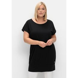 sheego Große Größen: Oversize-Shirt mit breitem Saumbündchen, schwarz, Gr.48/50