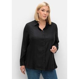 sheego Große Größen: Bluse aus weich fließendem Viskose-Twill, schwarz, Gr.46