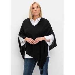 sheego Große Größen: Poncho aus Feinstrick, in asymmetrischer Form, schwarz, Gr.1