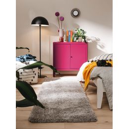 benuta Pop Hochflor Shaggyteppich Ricky Grau 70x200 cm - Bettvorleger für Schlafzimmer