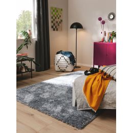 benuta Pop Hochflor Shaggyteppich Ricky Blau 80x150 cm - Bettvorleger f&uuml;r Schlafzimmer