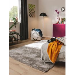 benuta Pop Hochflor Shaggyteppich Ricky Grau 80x150 cm - Bettvorleger für Schlafzimmer